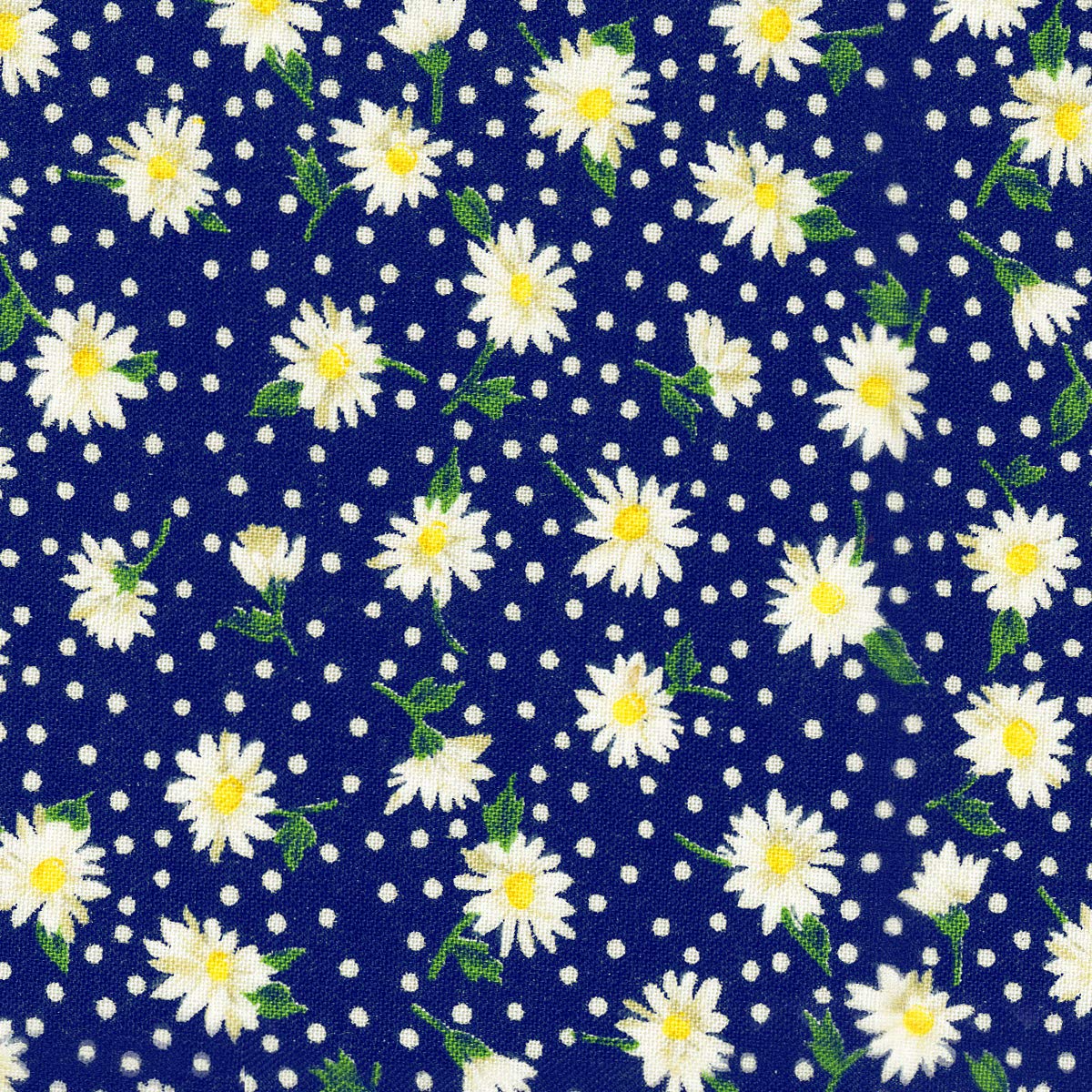 Daisy Flowers & Dots Cotton Fabric by The Yard