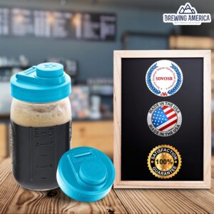 Mason Jar Lids Wide Mouth Plastic 4 pack-USA Made-Flip Cap Screw Top Pour Spout Drink Hole - Leak-proof for Kerr and Ball Canning Jars - Airtight for Drinks to Go and Controlled Pouring - Teal