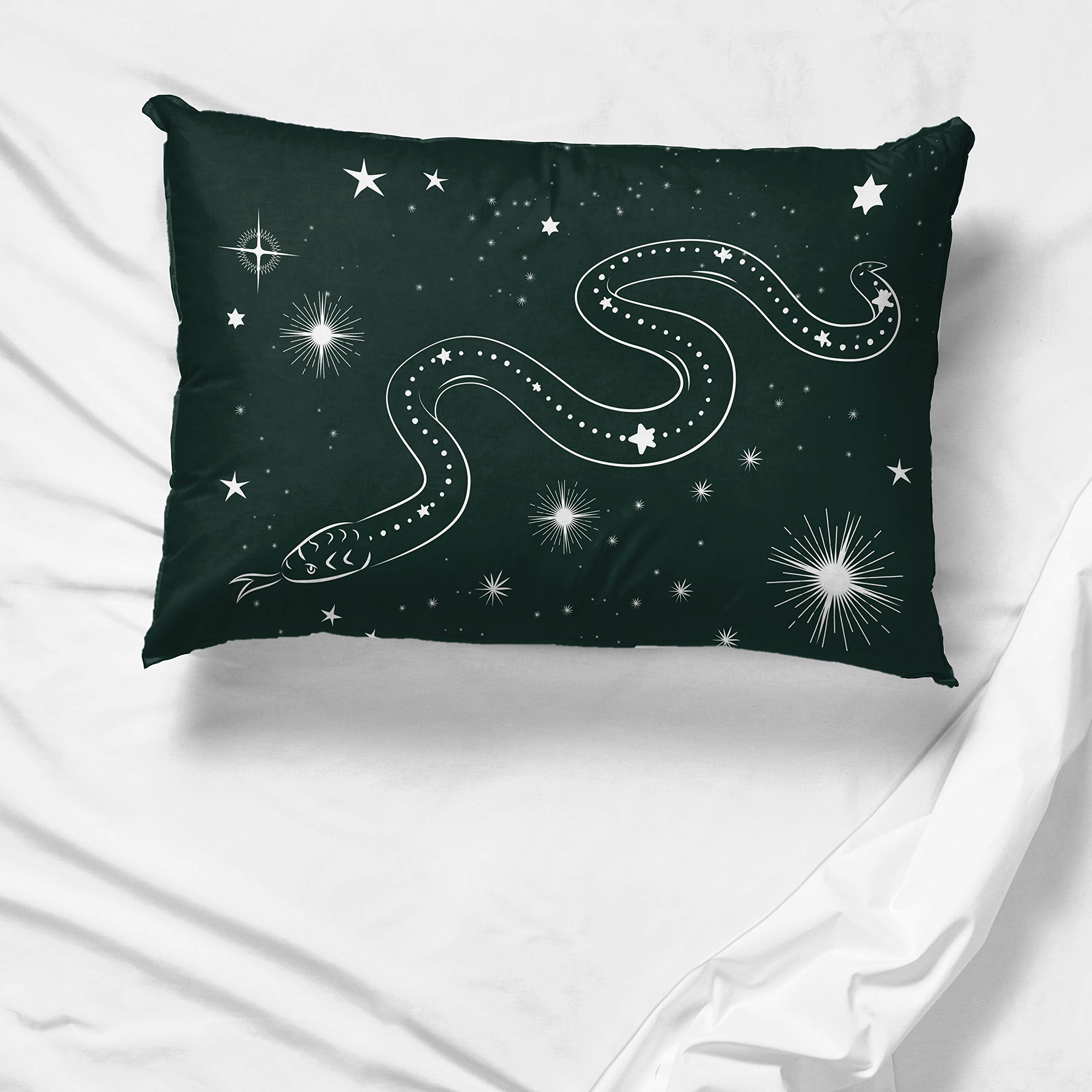 Jay Franco Harry Potter Serpent Stars 1 Pack Pillowcase - Double-Sided Kids Super Soft Bedding - Features Hogwarts House Slytherin