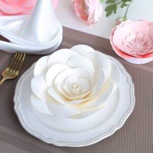 Fonder Mols 3D Paper Flowers Decorations for Wall(Pearl White & Pink, Set of 18), Wedding Bridal Shower Bouquet, Centerpieces, Flower Backdrops