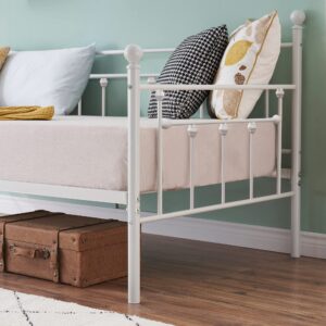 VECELO Daybed, Metal Twin Bed Frame with Headboard, Heavy Duty Steel Slats Support for Living Room Bedroom Guest Room, Easy Assembly