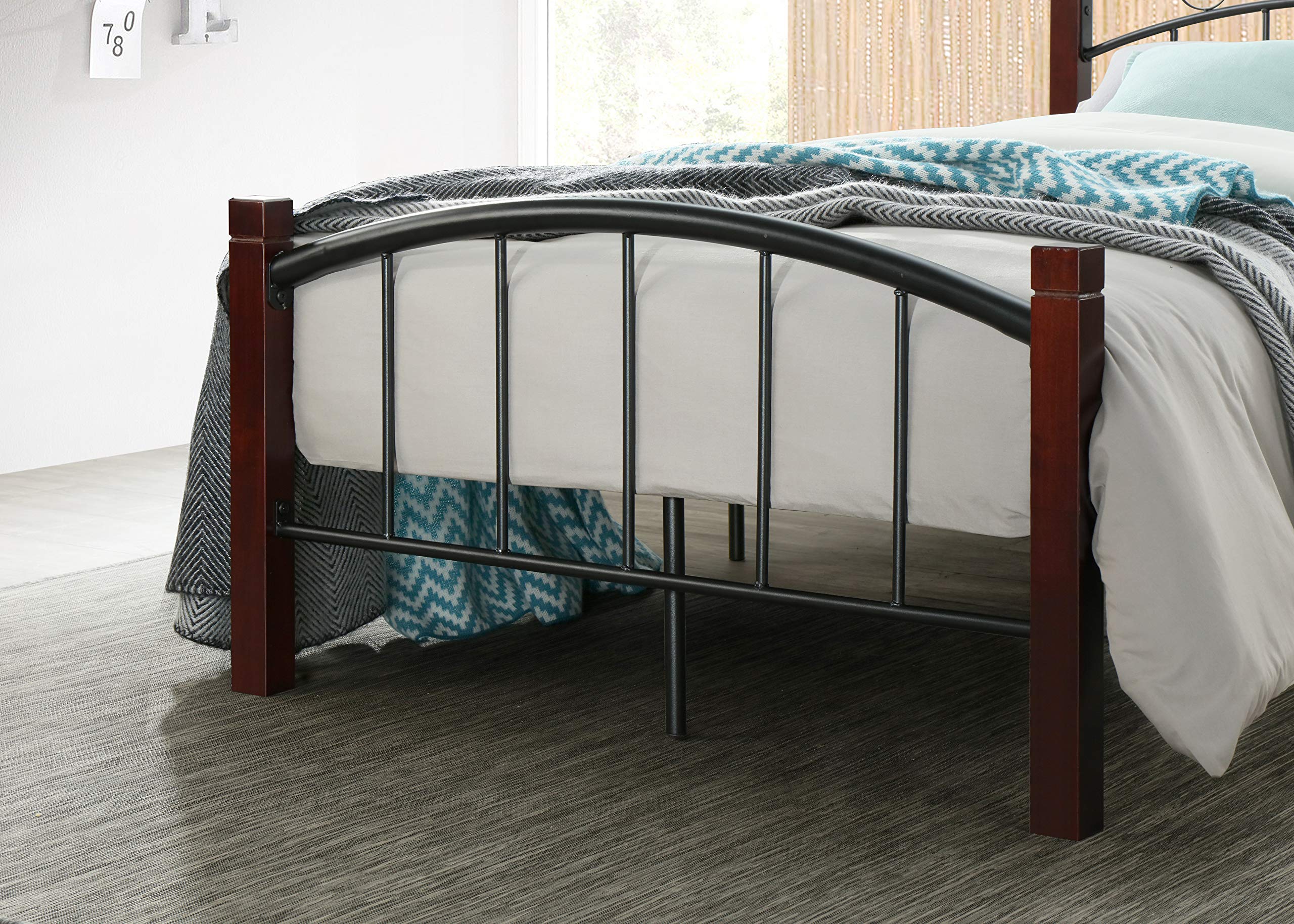 Hodedah Metal Queen, Mahogany Platform, Complete Bed