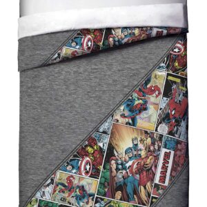 Jay Franco Marvel Comics 80th Anniversary Twin Comforter & Sham Set - Super Soft Kids Reversible Bedding - Fade Resistant Microfiber (Official Marvel Product)