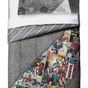 Jay Franco Marvel Comics 80th Anniversary Twin Comforter & Sham Set - Super Soft Kids Reversible Bedding - Fade Resistant Microfiber (Official Marvel Product)