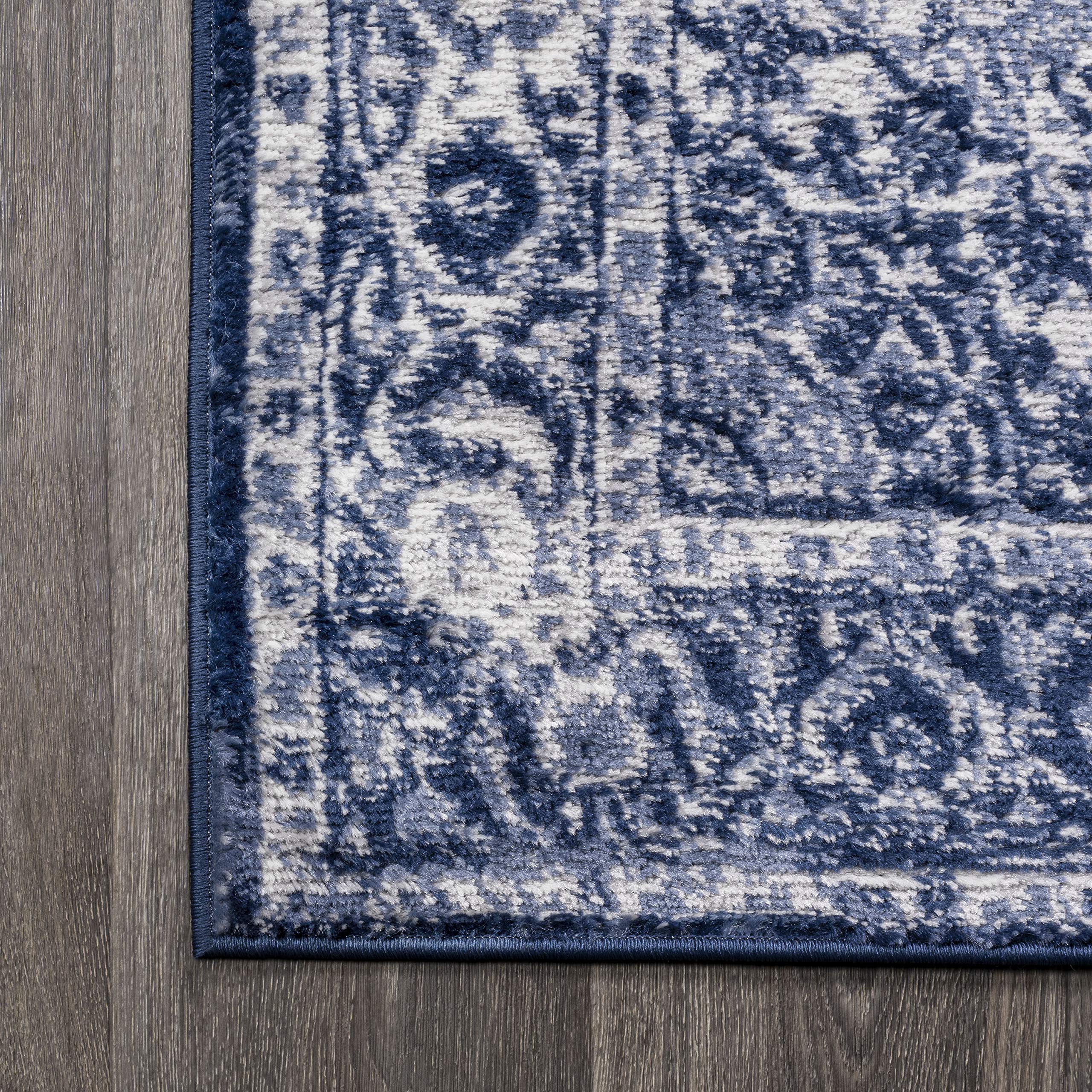 JONATHAN Y MDP403A-5 Rosalia Cottage Medallion Indoor Area -Rug Vintage Bohemian Easy -Cleaning Bedroom Kitchen Living Room Non Shedding, 5 ft x 8 ft, Navy