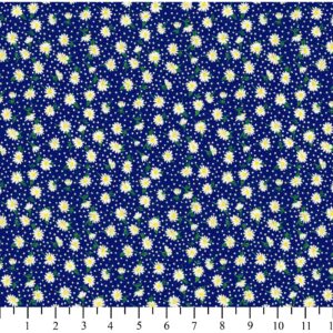 Daisy Flowers & Dots Cotton Fabric by The Yard