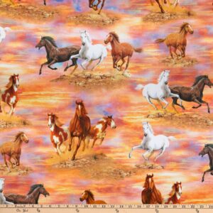 kaufman american heritage horses wild, quilting fabric by the yard