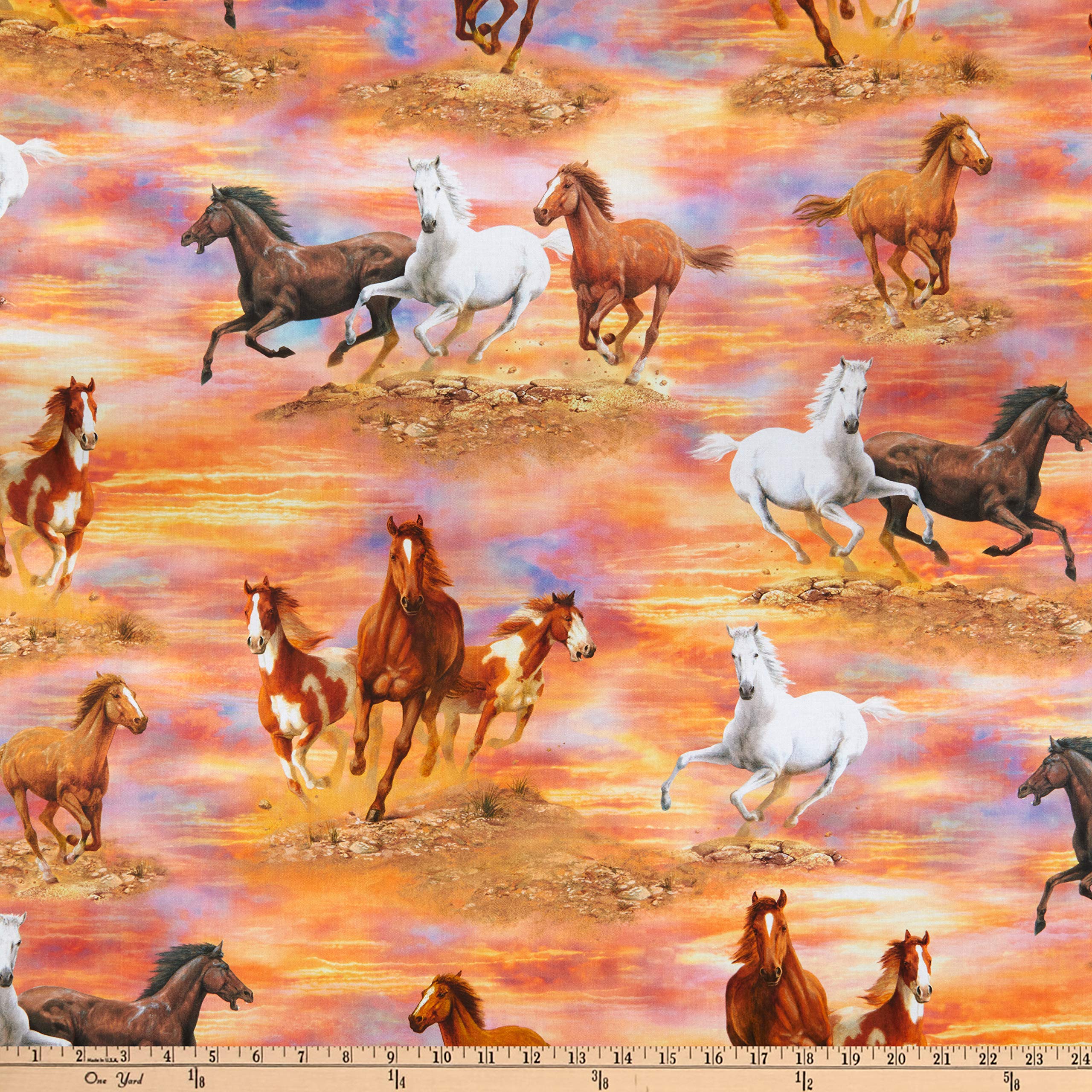 Kaufman American Heritage Horses Wild, Quilting Fabric by the Yard