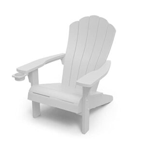 Outdoor Patio Garden Deck Furniture Resin Adirondack Chair with Built-in Cup Holder (White)