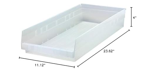 QUANTUM STORAGE SYSTEMS K-QSB116CL-3 3-Pack Plastic Shelf Bin Storage Containers, 23-5/8" x 11-1/8" x 4", Clear