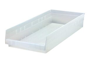 quantum storage systems k-qsb116cl-3 3-pack plastic shelf bin storage containers, 23-5/8" x 11-1/8" x 4", clear