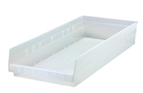 QUANTUM STORAGE SYSTEMS K-QSB116CL-3 3-Pack Plastic Shelf Bin Storage Containers, 23-5/8" x 11-1/8" x 4", Clear