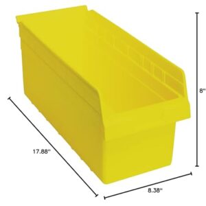 QUANTUM STORAGE SYSTEMS K-QSB808YL-4 4-Pack Store-Max Plastic 8" Shelf Bins, 17-7/8" x 8-3/8" x 8", Yellow