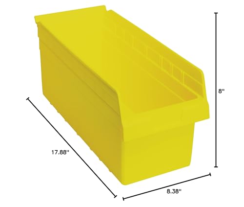 QUANTUM STORAGE SYSTEMS K-QSB808YL-4 4-Pack Store-Max Plastic 8" Shelf Bins, 17-7/8" x 8-3/8" x 8", Yellow