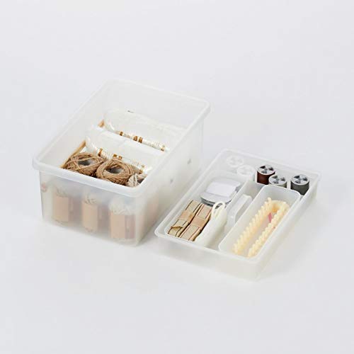 無印良品 MUJI 82219418 Polypropylene Storage Box, Medium, Width 14.6 x Depth 9.8 x Height 6.3 inches (37 x 25 x 16 cm), Translucent