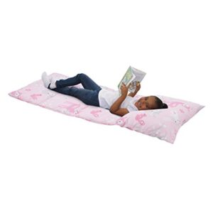 everything kids pink, rose, grey & white fox deluxe easy fold nap mat, pink, green, rose, white