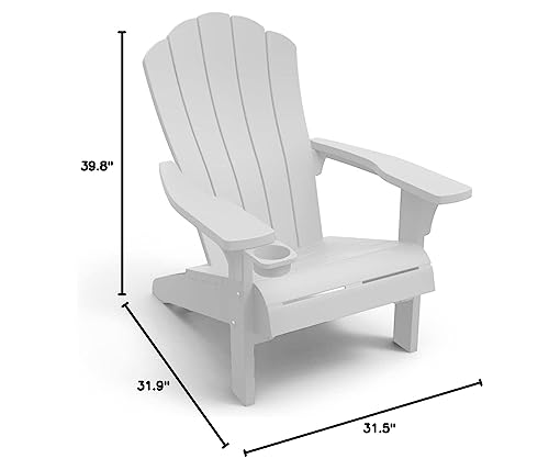 Outdoor Patio Garden Deck Furniture Resin Adirondack Chair with Built-in Cup Holder (White)