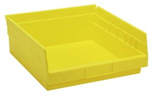 quantum storage systems k-qsb109yl-10 10-pack plastic shelf bin storage containers, 11-5/8" x 11-1/8" x 4", yellow