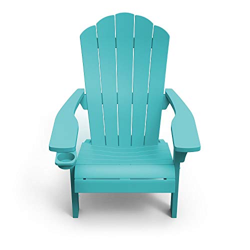 Keter Outdoor Patio Garden Deck Furniture Resin Adirondack Chair with Built-in Cup Holder (Teal)