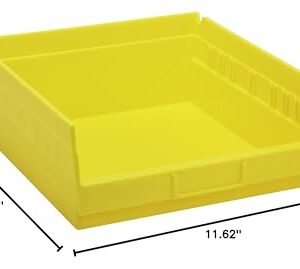 QUANTUM STORAGE SYSTEMS K-QSB109YL-10 10-Pack Plastic Shelf Bin Storage Containers, 11-5/8" x 11-1/8" x 4", Yellow