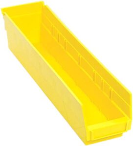 quantum storage systems k-qsb103yl-10 10-pack plastic shelf bin storage containers, 17-7/8" x 4-1/8" x 4", yellow