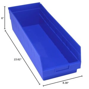 QUANTUM STORAGE SYSTEMS K-QSB214BL-2 2-Pack Store-More 6" Plastic Shelf Bins, 23-5/8" x 8-3/8" x 6", Blue