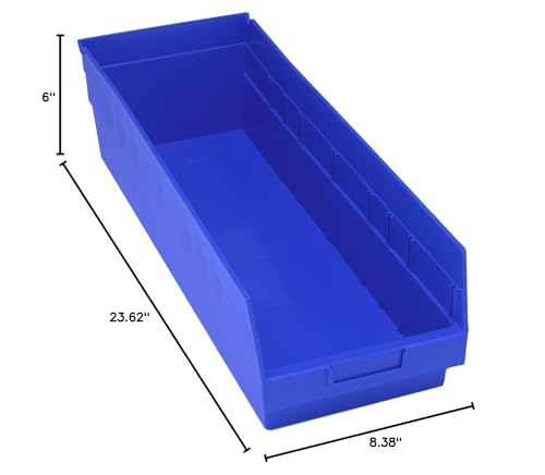 QUANTUM STORAGE SYSTEMS K-QSB214BL-2 2-Pack Store-More 6" Plastic Shelf Bins, 23-5/8" x 8-3/8" x 6", Blue