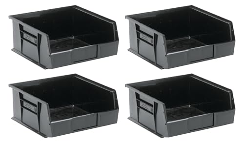 QUANTUM STORAGE SYSTEMS K-QUS235BK-4 4-Pack Ultra-Stack and Hang Bins, 10-7/8" x 11" x 5", Black