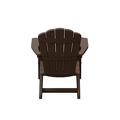 Keter Outdoor Patio Garden Deck Furniture Resin Adirondack Chair with Built-in Cup Holder (Brown)