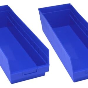 QUANTUM STORAGE SYSTEMS K-QSB214BL-2 2-Pack Store-More 6" Plastic Shelf Bins, 23-5/8" x 8-3/8" x 6", Blue