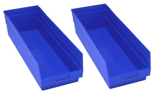 QUANTUM STORAGE SYSTEMS K-QSB214BL-2 2-Pack Store-More 6" Plastic Shelf Bins, 23-5/8" x 8-3/8" x 6", Blue