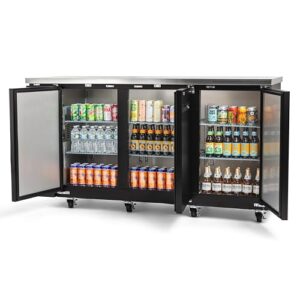 PEAKCOLD 3 Door Commercial Back Bar Cooler - Beer Fridge - Under Counter Refrigerator; 72" W