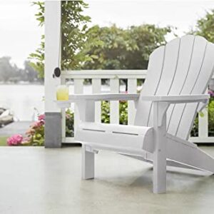 Outdoor Patio Garden Deck Furniture Resin Adirondack Chair with Built-in Cup Holder (White)