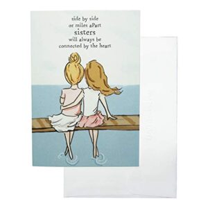 blue mountain arts greeting card “side by side or miles apart sisters will always be connected by the heart” is the perfect birthday card from a loving sister, by heather stillufsen