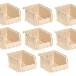 QUANTUM STORAGE SYSTEMS K-QUS210IV-8 8-Pack Ultra-Stack and Hang Bins, 5-3/8" x 4-1/8" x 3", Ivory