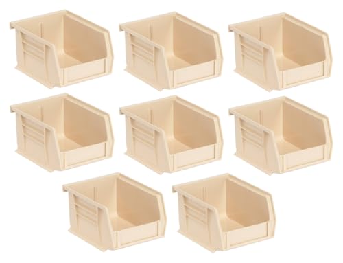 QUANTUM STORAGE SYSTEMS K-QUS210IV-8 8-Pack Ultra-Stack and Hang Bins, 5-3/8" x 4-1/8" x 3", Ivory