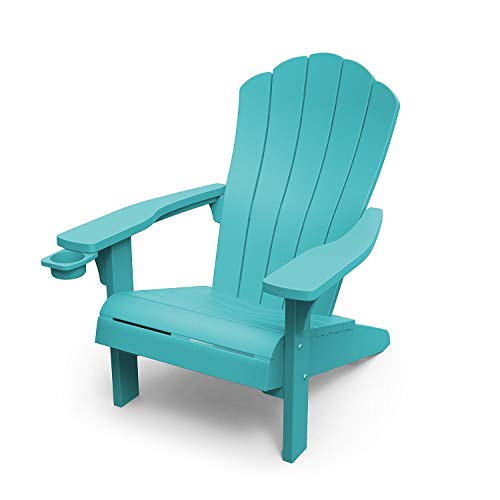 Keter Outdoor Patio Garden Deck Furniture Resin Adirondack Chair with Built-in Cup Holder (Teal)