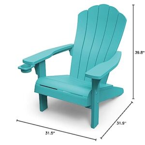 Keter Outdoor Patio Garden Deck Furniture Resin Adirondack Chair with Built-in Cup Holder (Teal)