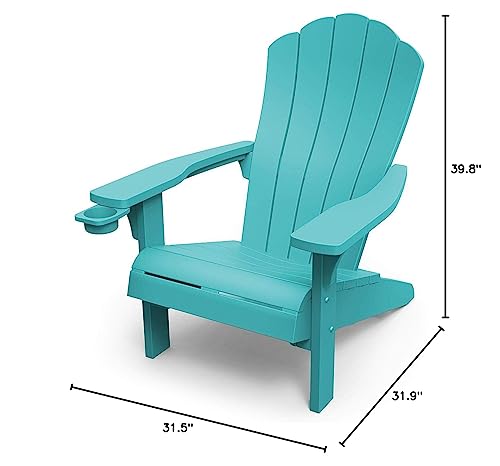 Keter Outdoor Patio Garden Deck Furniture Resin Adirondack Chair with Built-in Cup Holder (Teal)