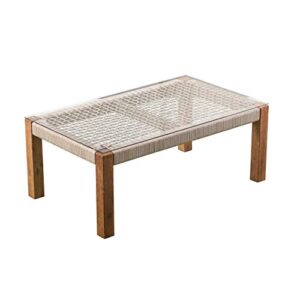 sei furniture brendina outdoor glass-top cocktail table, natural