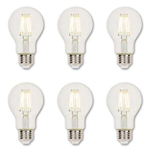 westinghouse 5316420 4.5 watt (40 watt equivalent) a19 dimmable clear filament led light bulb, medium base, 6-pack