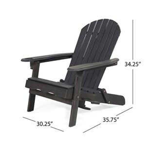 Christopher Knight Home Duncan Outdoor Acacia Wood Folding Adirondack Chairs (Set of 2), Dark Gray