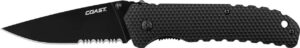 coast dx344 double lock folding knife with 3.5" serrated stainless steel blade