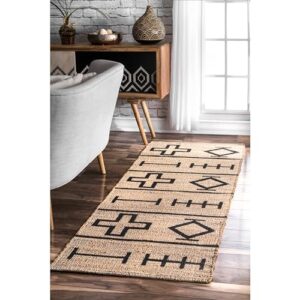 nuloom hand loomed natural fiber barry runner rug, 2' 6" x 6', natural