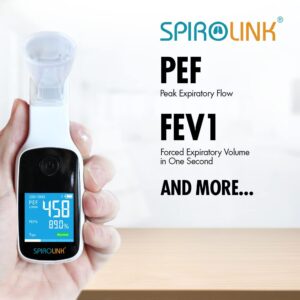 CMI Health SpiroLink | Smart Peak Flow Meter | Portable Pulmonary Function Test, Pocket Spirometer | Long Lifespan, Durable | for Asthma, COPD, Musicians, Smokers, Athletes, and More