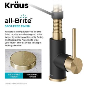 KRAUS Bolden Commercial Style 2-Function Single Handle Pull Down Kitchen Faucet in Spot-Free Antique Champagne Bronze/Matte Black, KPF-1610SFACBMB