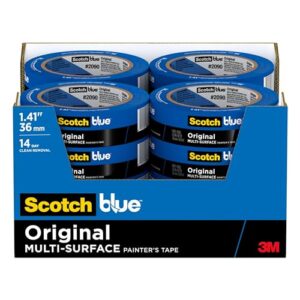 scotch painter's tape original multi-surface painter's tape, 1.41 inches x 60 yards, 16 rolls, blue, paint tape protects surfaces and removes easily, multi-surface painting tape for indoor and outdoor use