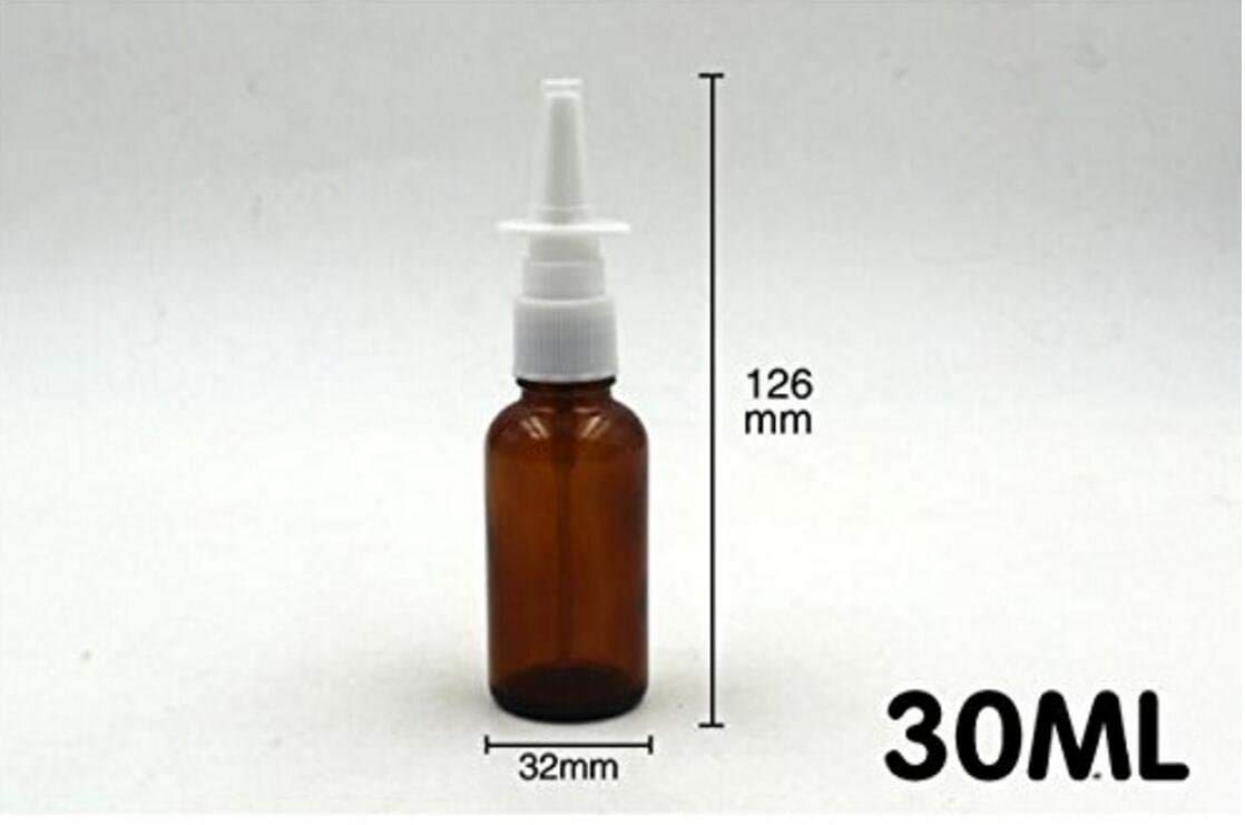 XINGZI 6PCS 1Oz 30ML Empty Refillable Amber Glass Nasal Spray Bottles Sprayers Pump Cleanser Container For Cosmetic Saline Nasal Sprays Wash Dispensing