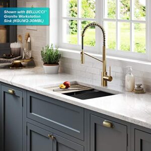 KRAUS Oletto Commercial Style Single Handle Pull Down Kitchen Faucet with QuickDock Top Mount Installation Assembly in Spot Free Antique Champagne Bronze, KPF-2631SFACB