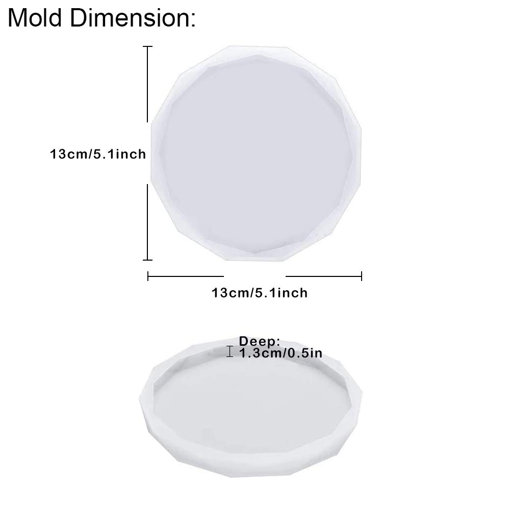 ResinWorld 4 Pack Resin Coaster Molds, Diamond Edge Crystal Coaster Molds for Resin Casting, Round Geode Coaster Silicone Molds for Epoxy Resin